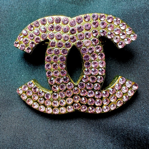 CHANEL | Accessories | Chanel Cc Pink Rhinestone Barrette Hair Clip ...